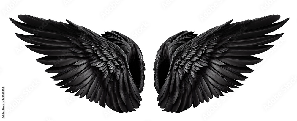 Black angel wing isolated on a transparent background for design Stock ...