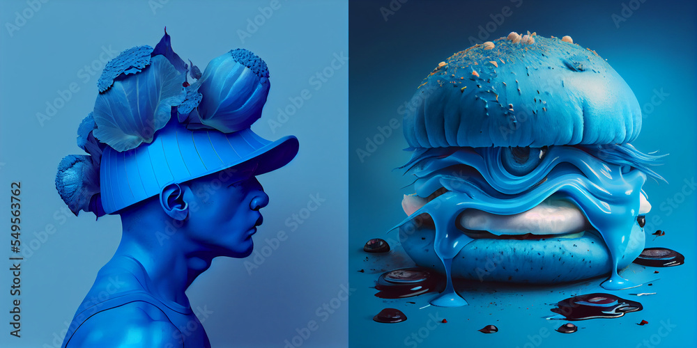 Food composition, surrealistic illustration, abstract colorful ...
