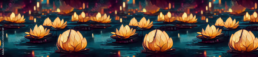 lotus flowers on a magical background, beautiful lotus flowers in a ...