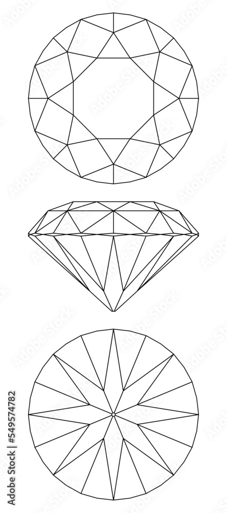 Line drawing of brilliant-cut diamond Vector illustration Stock Vector ...