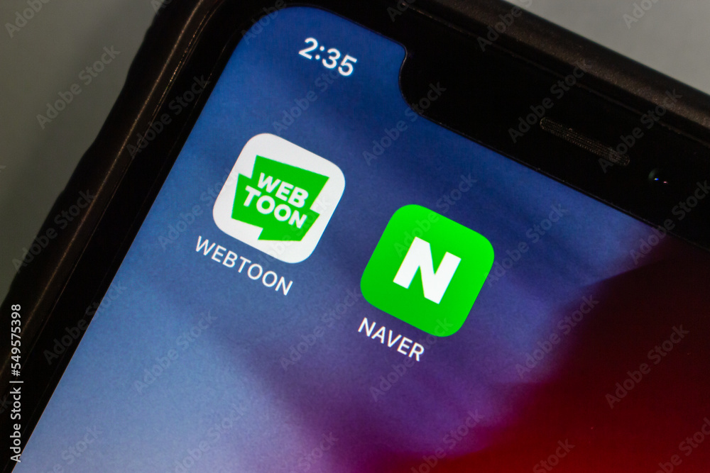 Vancouver, CANADA - Nov 4 2022 : South Korean digital comic platform Webtoon and Naver ...