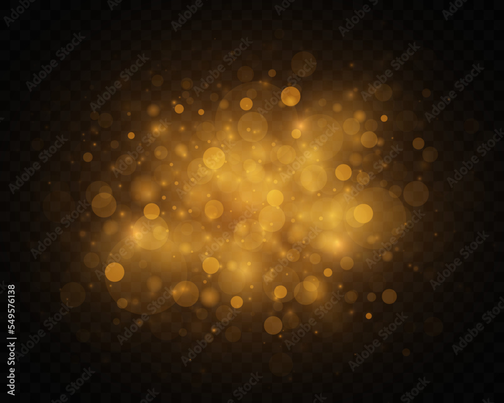 Glowing light effect with many glitter particles isolated on ...
