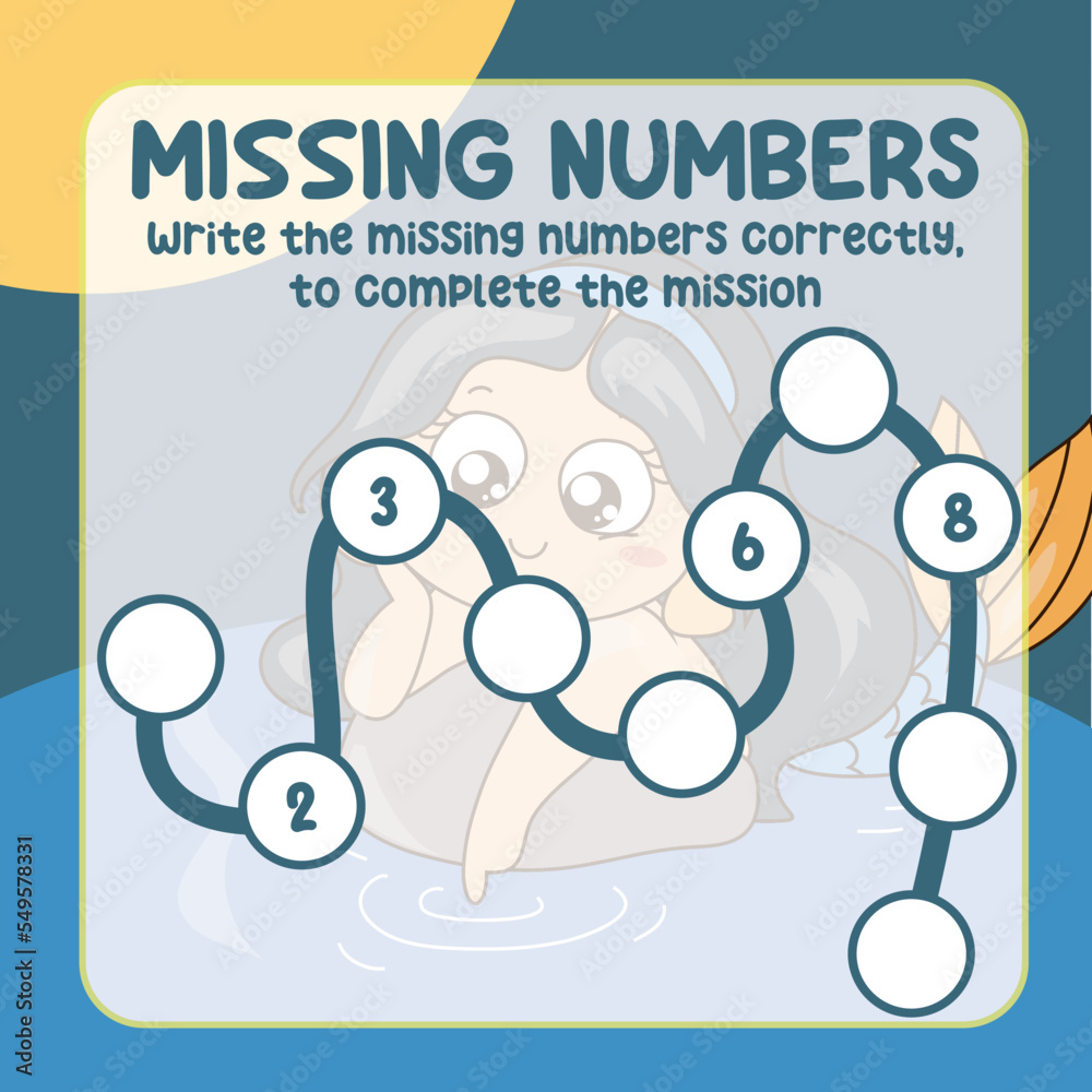 Vetor de Missing numbers. Write the answer correctly. Educational ...