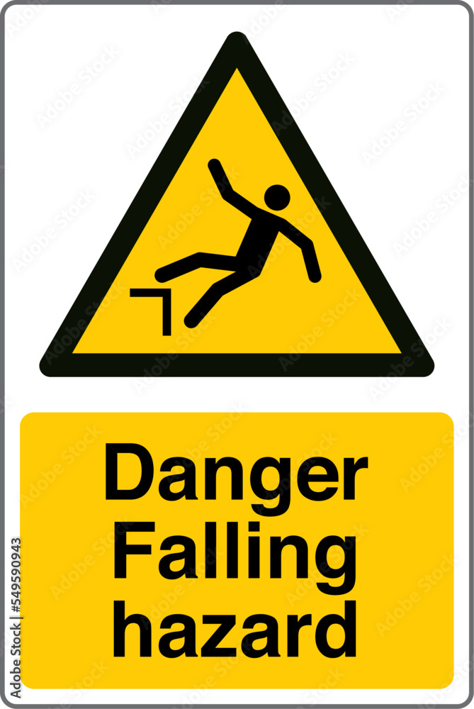 Safety Warning Sign Marking Label Standards Danger falling Hazard Stock ...