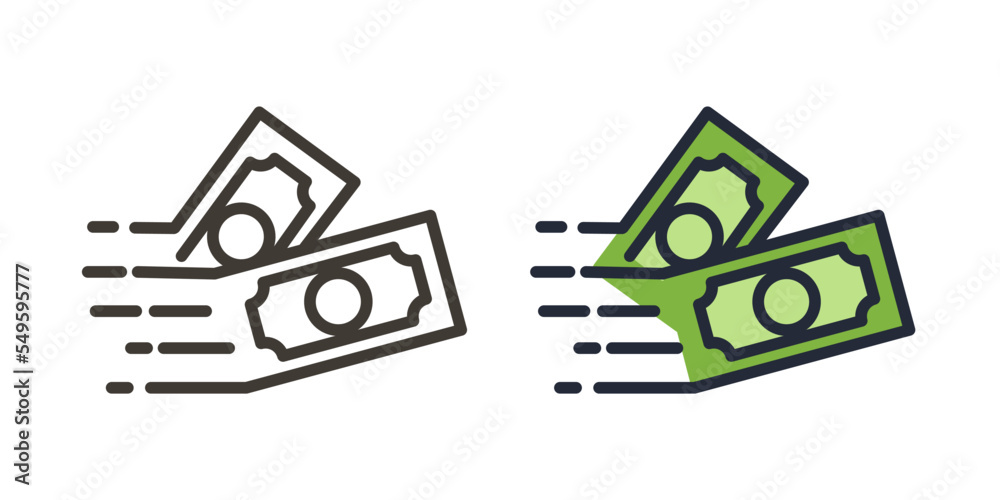 Vektorová grafika „Money vector icon. Bank note Dollar bill flying from ...