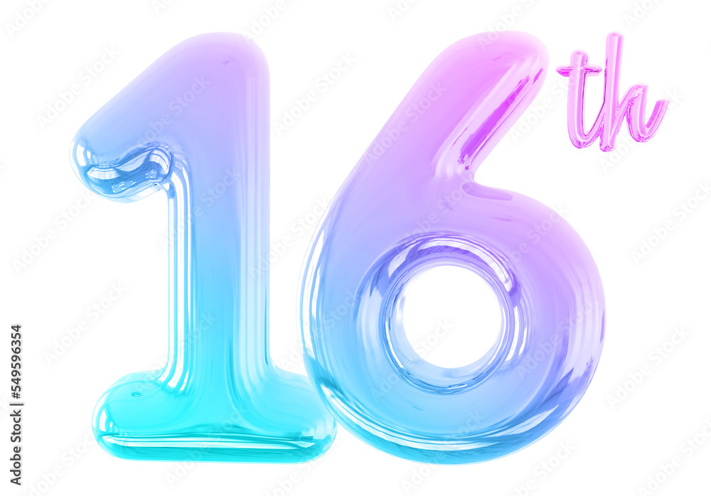 anniversary 16th gradient number 3d Stock Illustration | Adobe Stock
