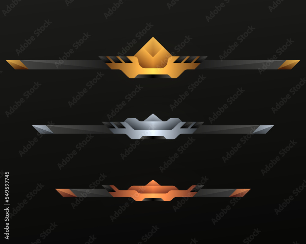Game level rank bars with gold, silver and bronze template for game ui ...