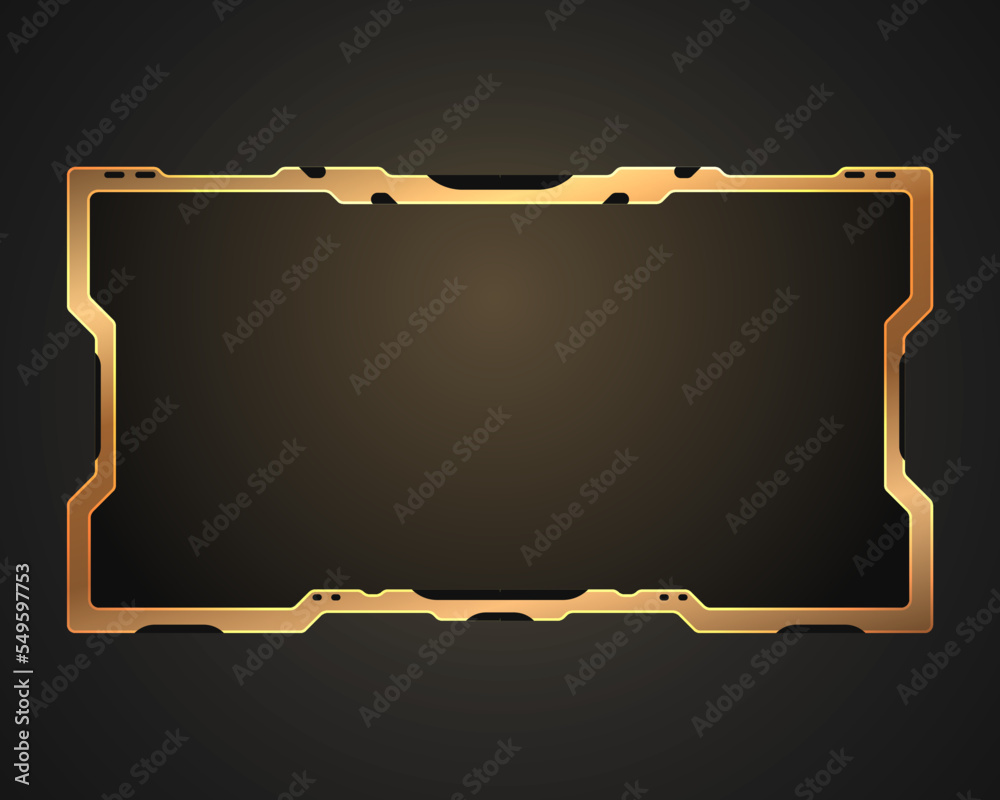 Golden border game overlay video screen frame for live video streaming ...