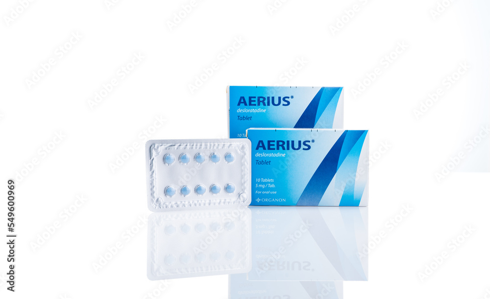 CHONBURI, THAILAND-OCTOBER 18, 2022: Aerius with packaging ...