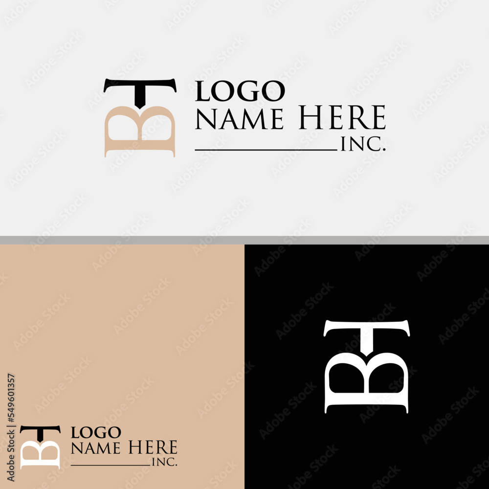 TB BT T B logo design concept with background. Initial based creative minimal monogram icon ...