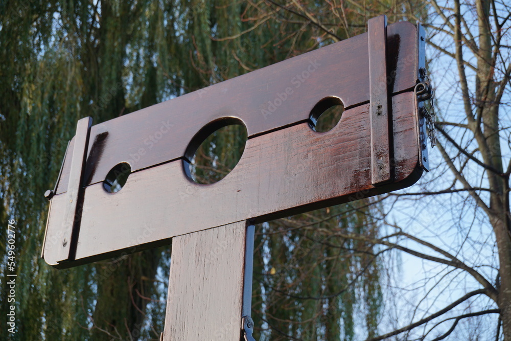 Gallows of wood and chains for the trial of crimes from the Middle Ages ...