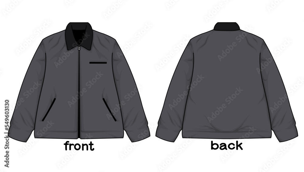 Grey plain work jacket mock up,which can be edited as needed in vector ...