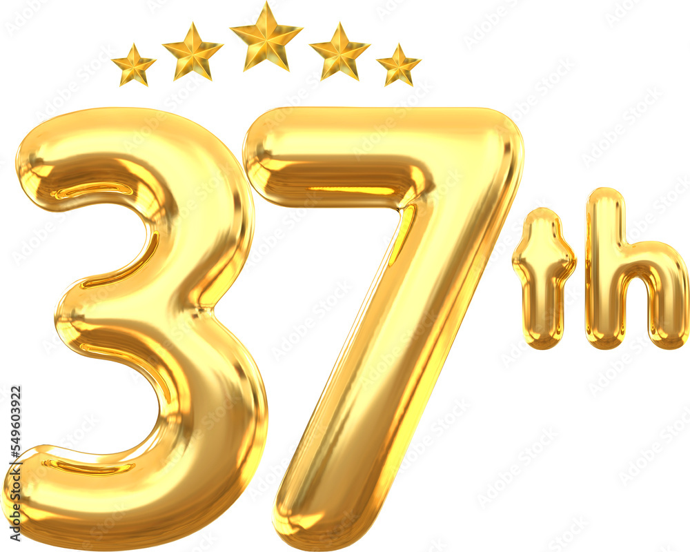 37 year anniversary gold balloon Stock Illustration | Adobe Stock