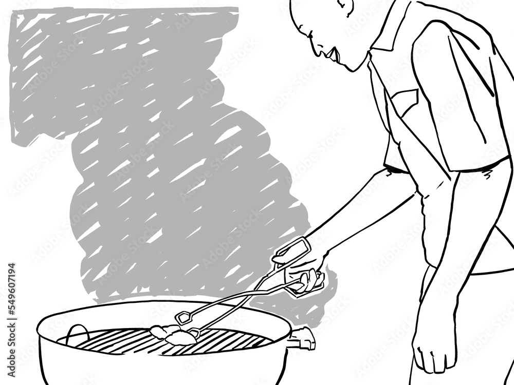 An Illustration of a man at a braai stand Stock Illustration | Adobe Stock