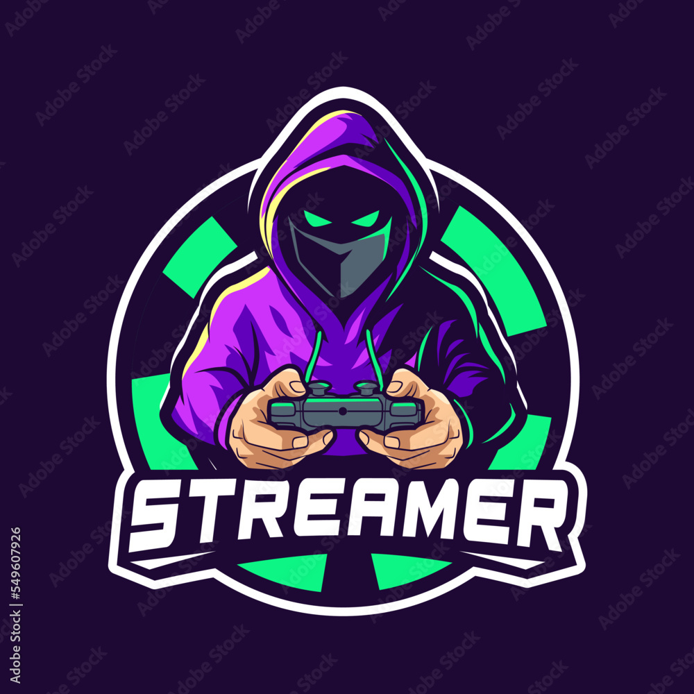 streamer gamer hooded mascot logo design vector with modern ...