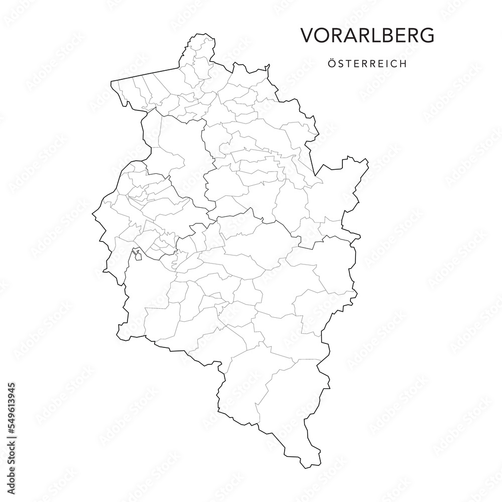 Administrative Map of the State of Vorarlberg with Municipalities ...