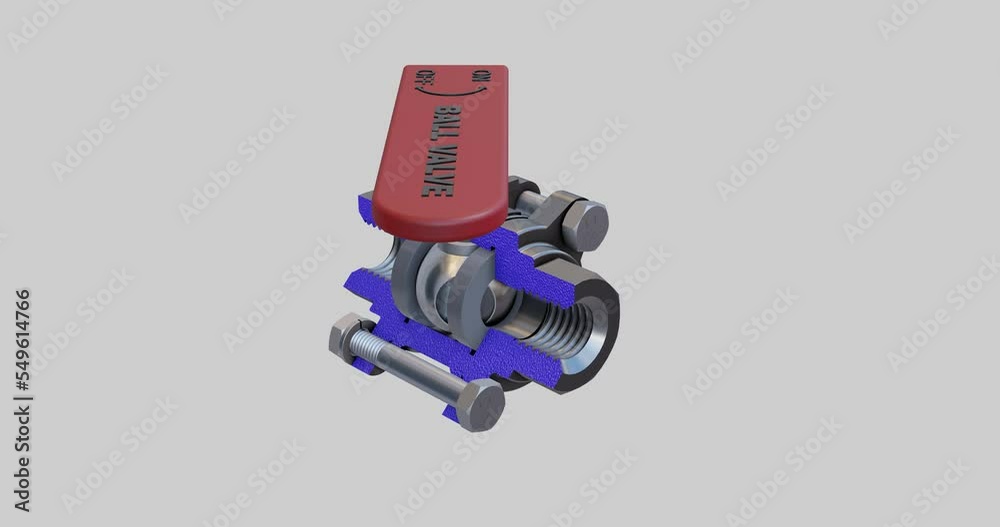 Ball valve with a cross-sectional view showing internal seals, seat ...