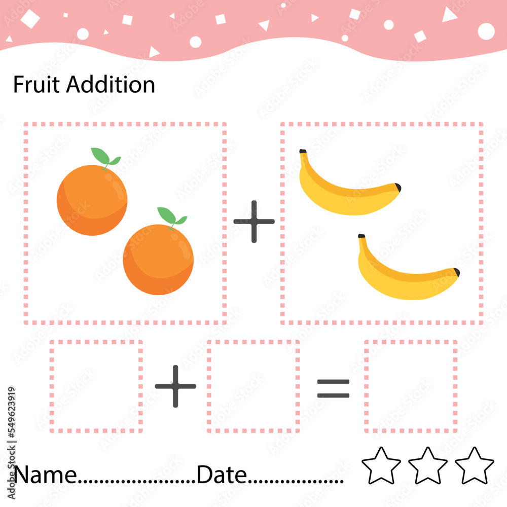 Education game for children fun addition by counting and tracing the ...