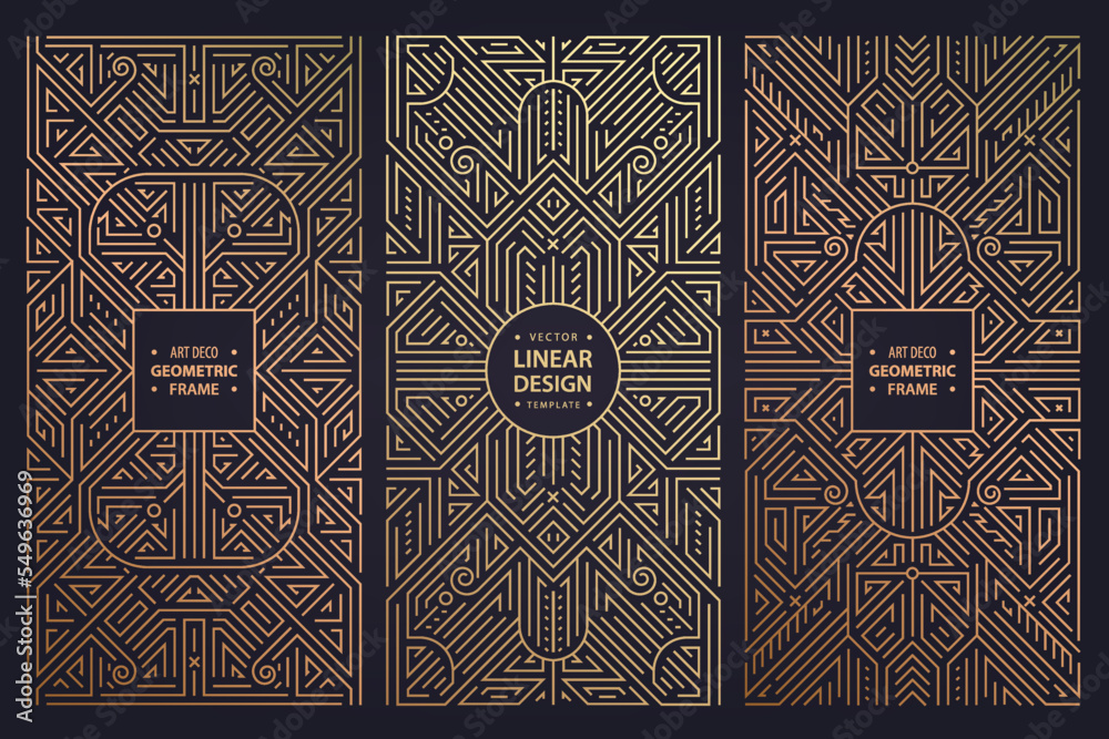 Vector set of art deco design elements, labels and frames for luxury ...