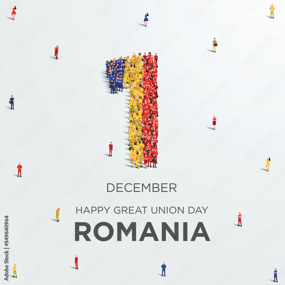 Great Union Day of Romania. A large group of people form to create ...