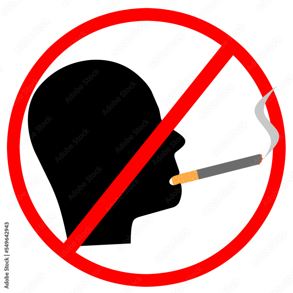 No smoking sign on white background. Illustration of smoking man head ...