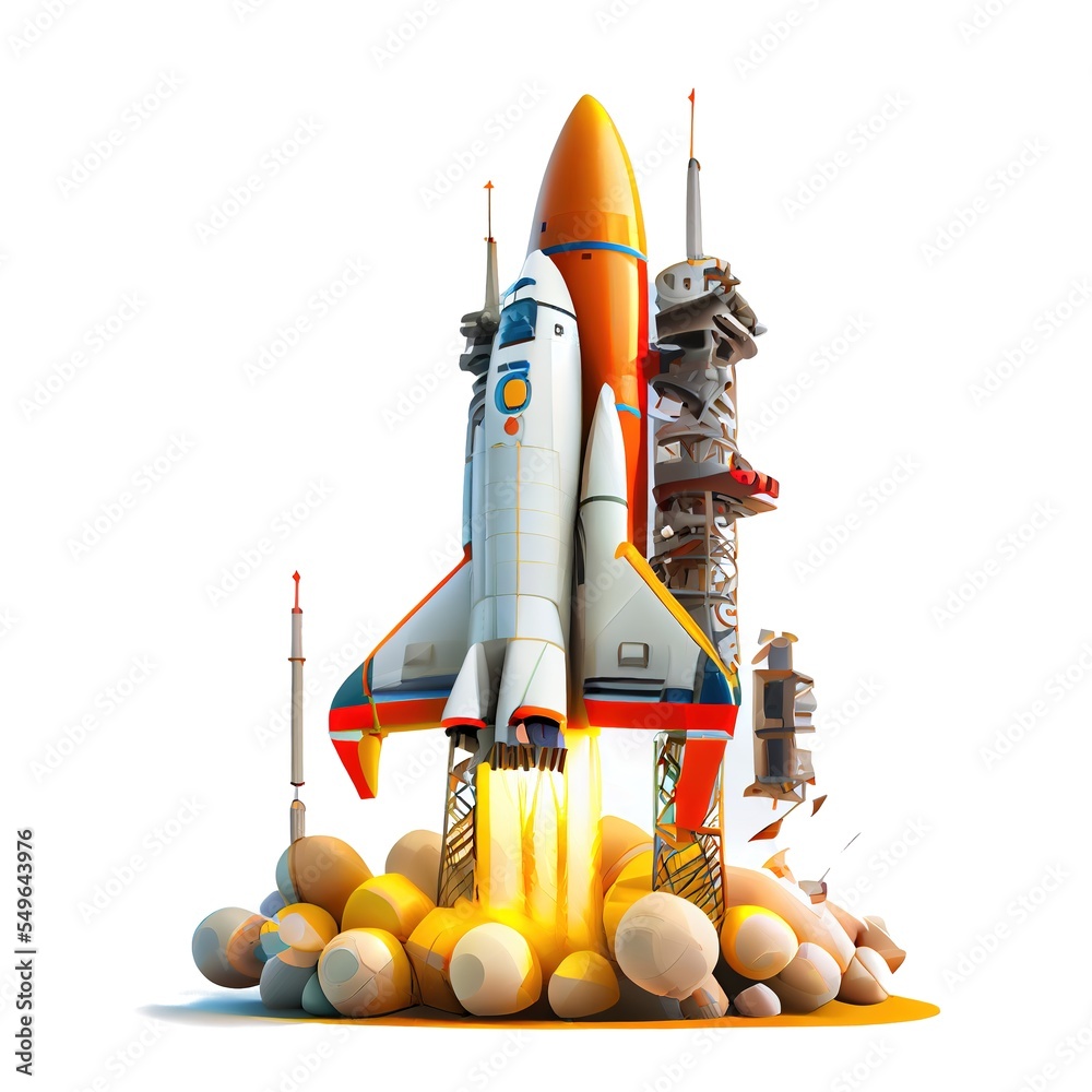 Rocket launch. Isometric diorama. Ai generated illustration in cartoon ...