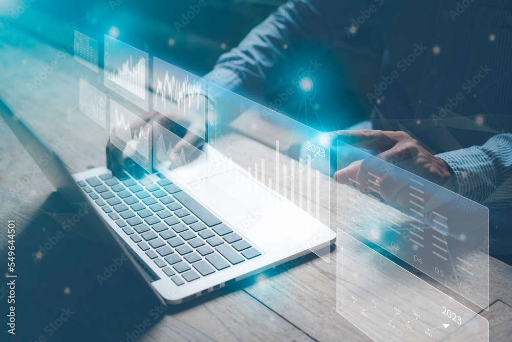 Person touching virtual screen, Sustainable organization development ...