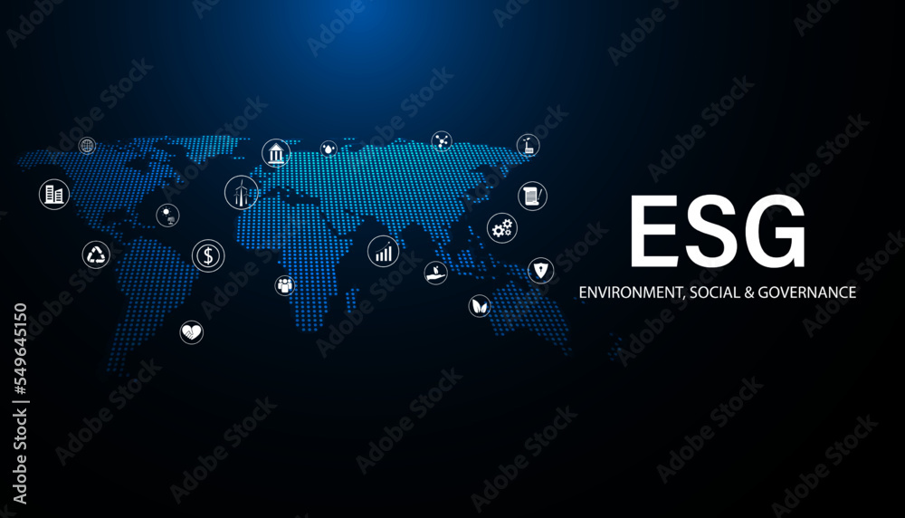 Abstract ESG with map icon concept sustainable corporate development ...