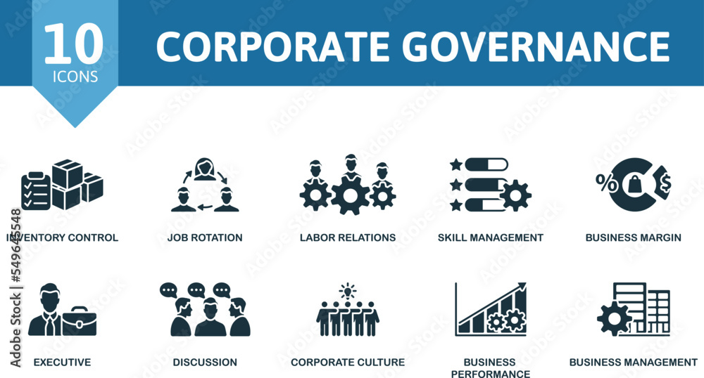 Corporate Governance icon set. Monochrome simple Corporate Governance ...