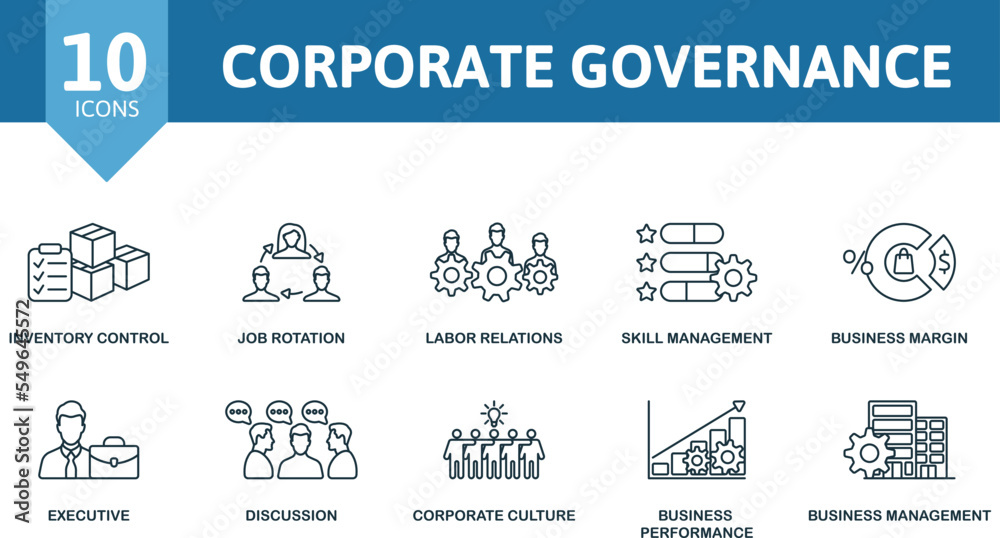 Corporate Governance icon set. Monochrome simple Corporate Governance ...