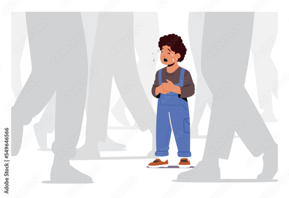 Little Child Get Lost In Public Place, Scared Baby Crying And Searching ...