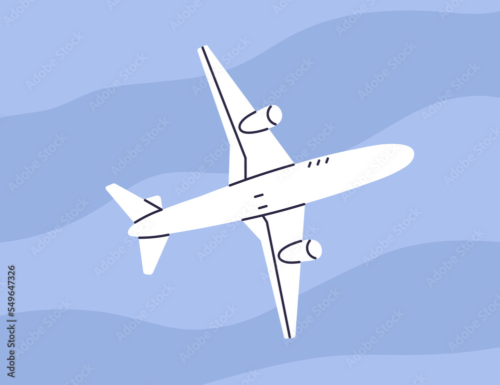 Air plane travels in clear sky. Aircraft, airplane flies. Flight of ...