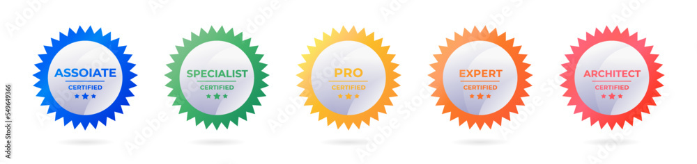 Certified badge set design for company. Certificates badge icon set ...