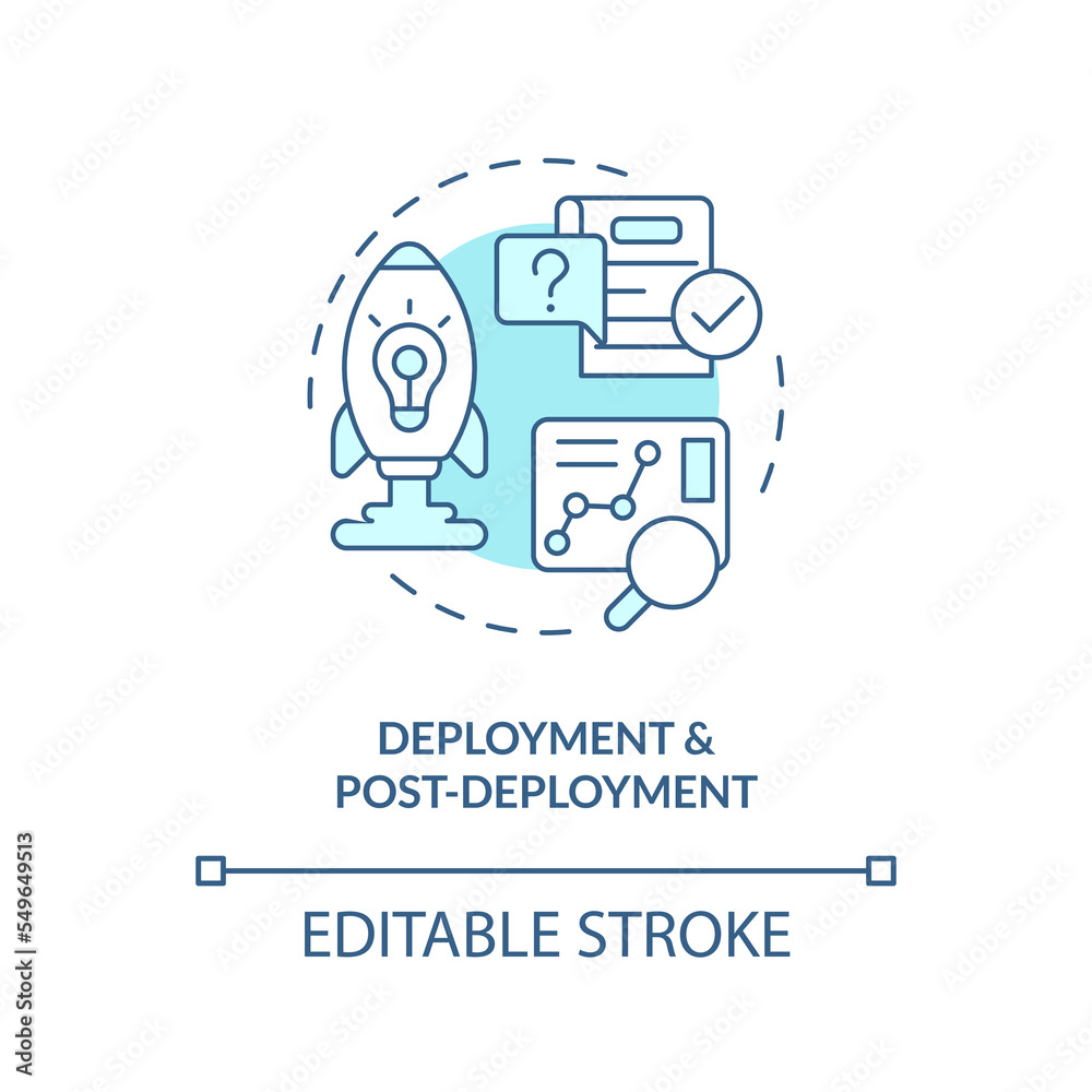 Deployment turquoise concept icon. Startup launch. Release management ...