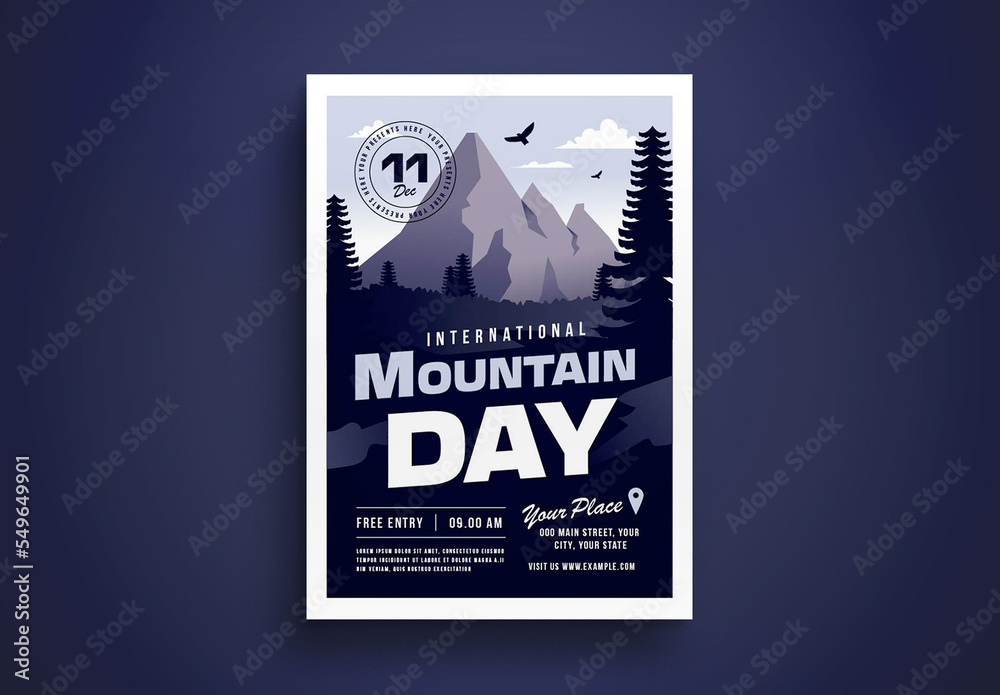 Blue Gradient Flat Design International Mountain Day Flyer Stock ...