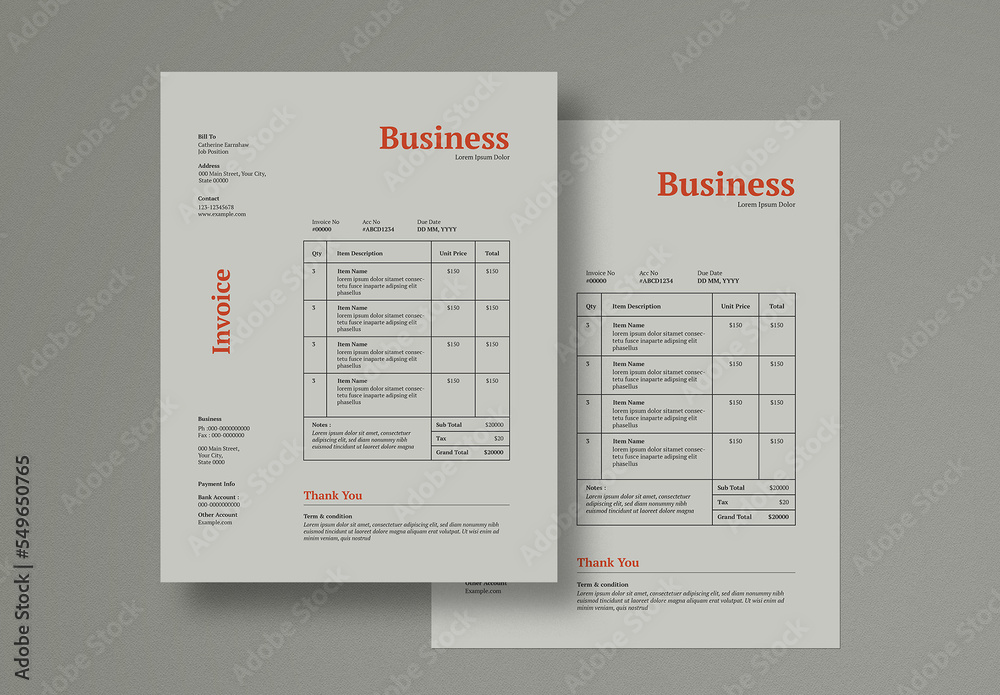 Typewriter Invoice Layout Stock Template | Adobe Stock
