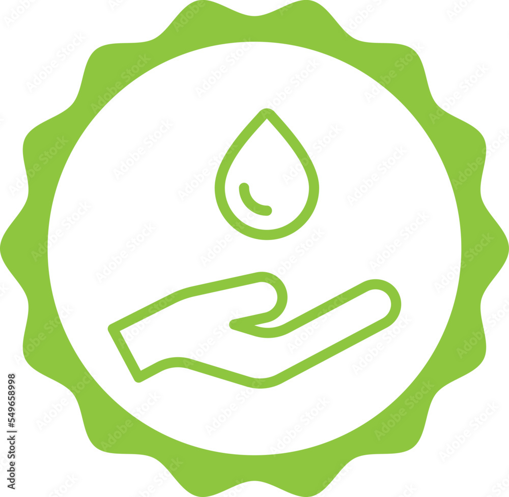 save water green stamp. Symbol, outline icon, tag, badge, label, circle ...