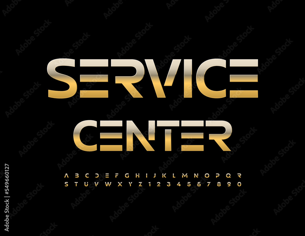Vector stylish sign Service Center. Modern Golden Font. Premium ...
