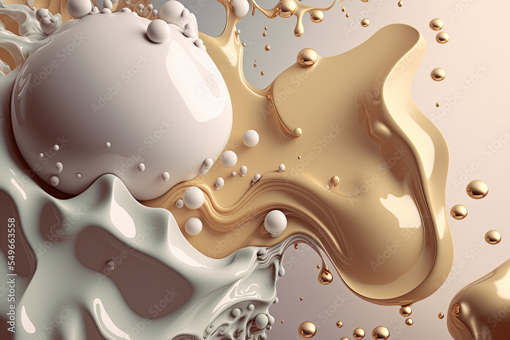 Abstract liquid paint background with voluminous drops. Close up ...