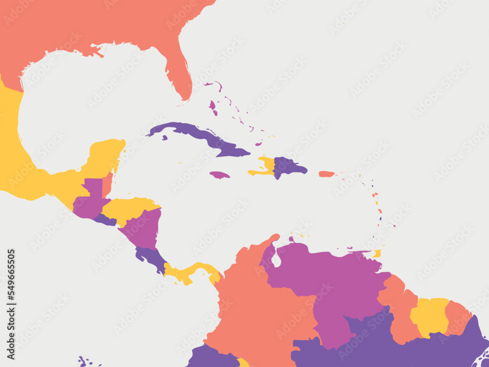 blank central america and caribbean map