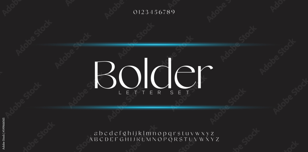BOLDER Luxury letter fonts and alphabet set. Modern tech typeface ...