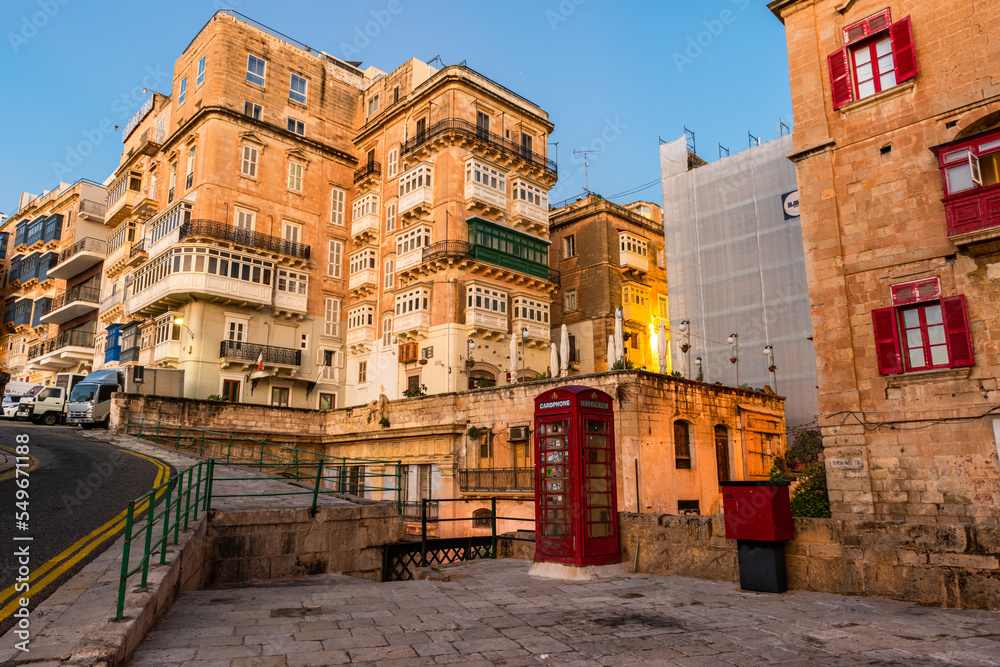Valletta, Malta - The traditional maltese houses with balconies and ...