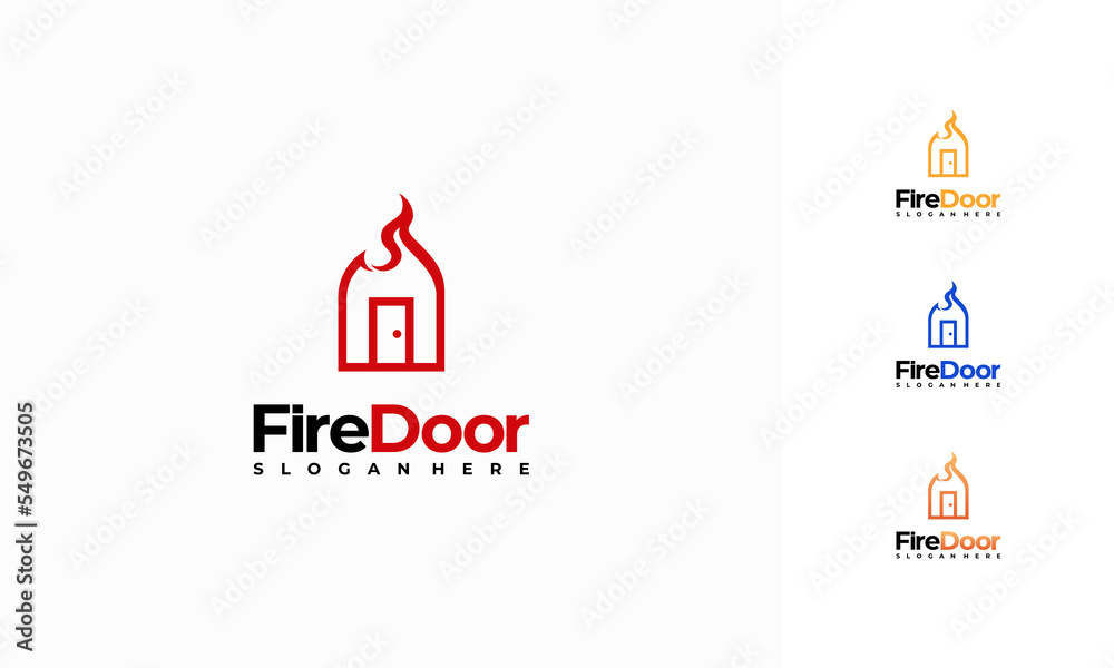 Fire Door logo designs concept vector, Door and Fire symbol logo ...