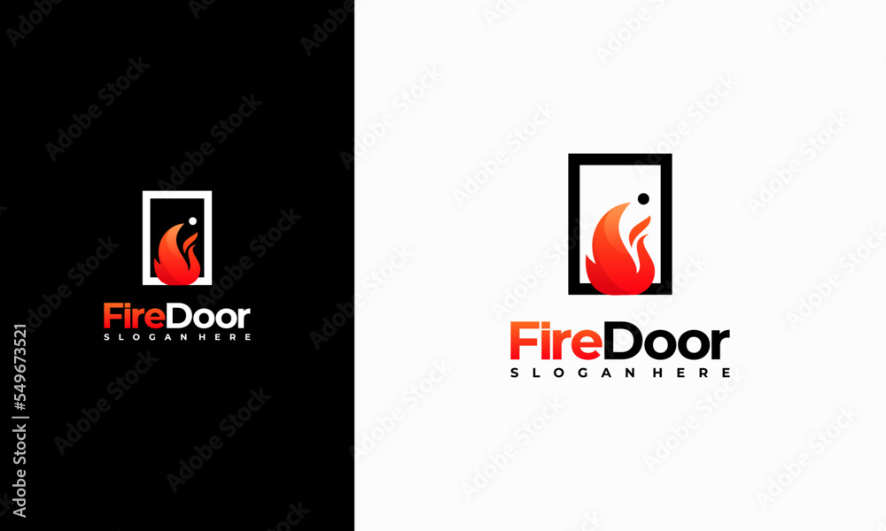 Fire Door logo designs concept vector, Door and Fire symbol logo Stock ...
