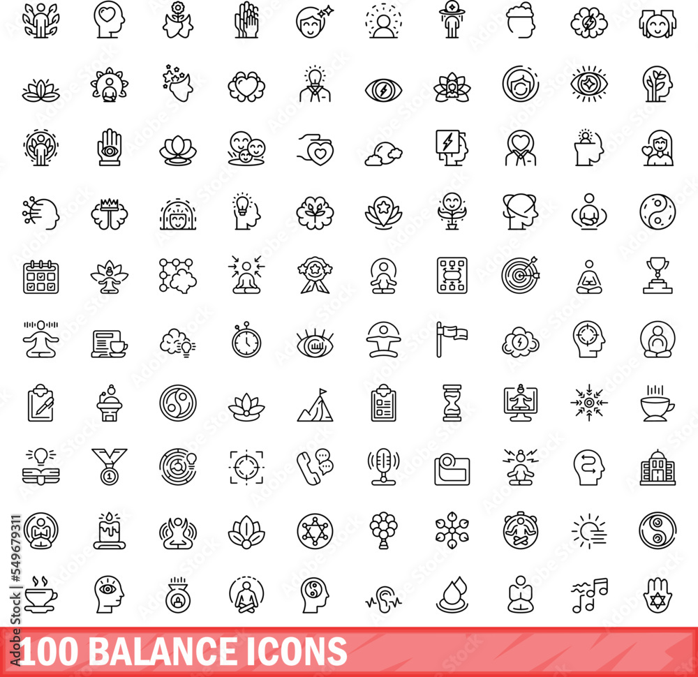 100 balance icons set. Outline illustration of 100 balance icons vector ...
