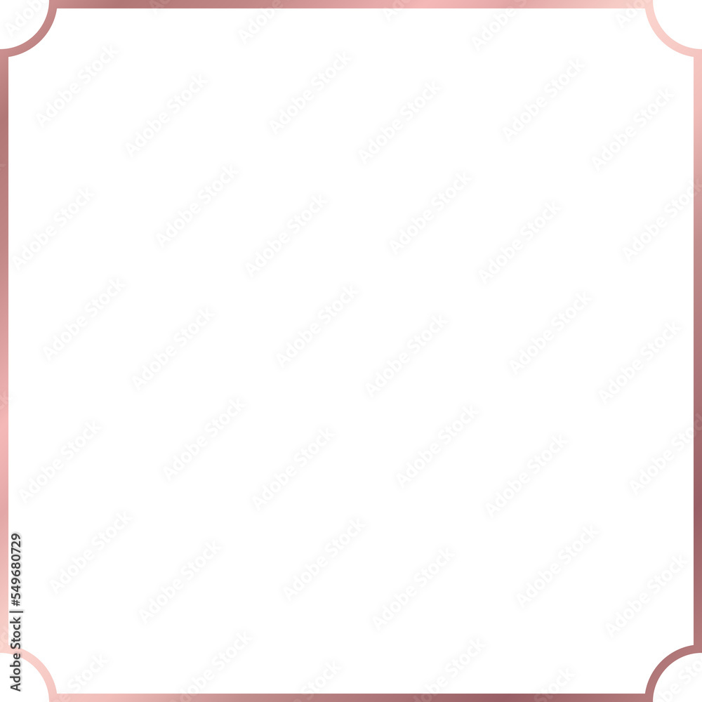 square rose gold frame with inverted rounded corner isolated on ...