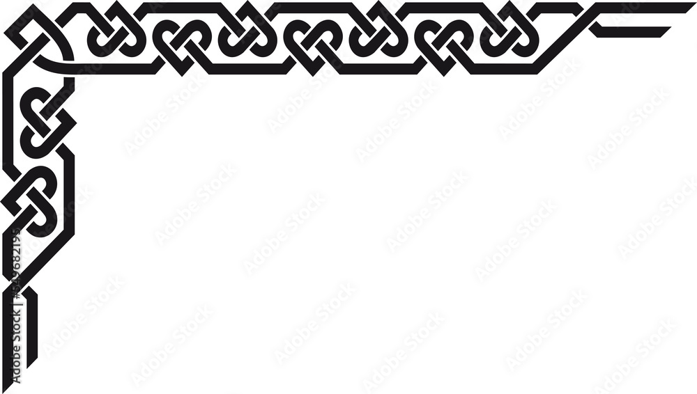 Celtic L-shaped frame with hearts, black. L-shaped border made with ...