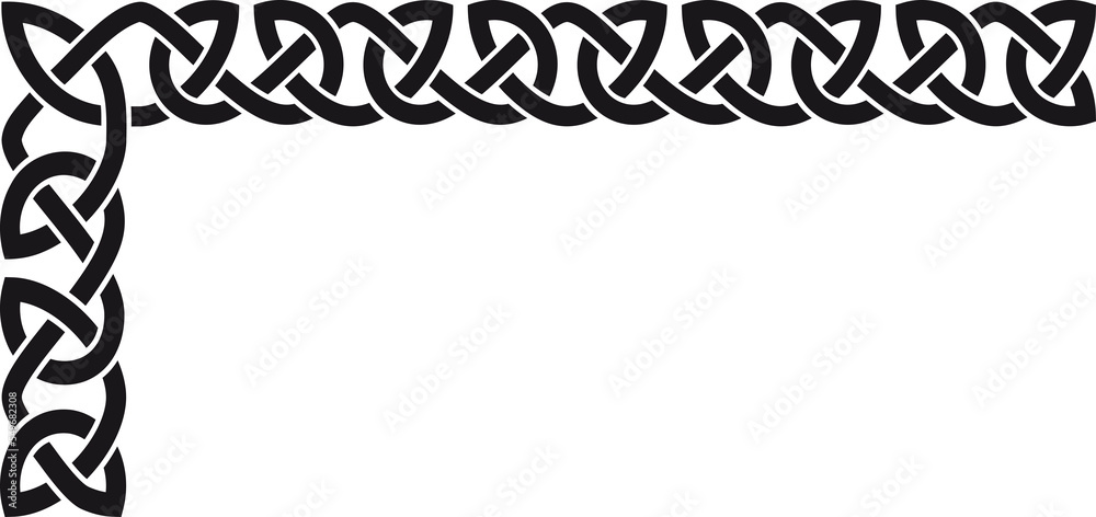 Simple Celtic knot L-shaped frame, black. L-shaped border made with ...