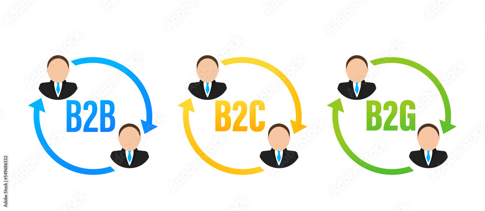 B2B B2C and B2G icon, business to business concept and business to ...