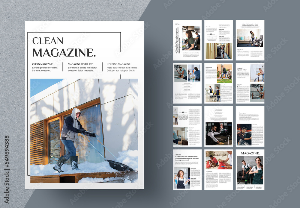 Clean Magazine Layout Stock Template | Adobe Stock